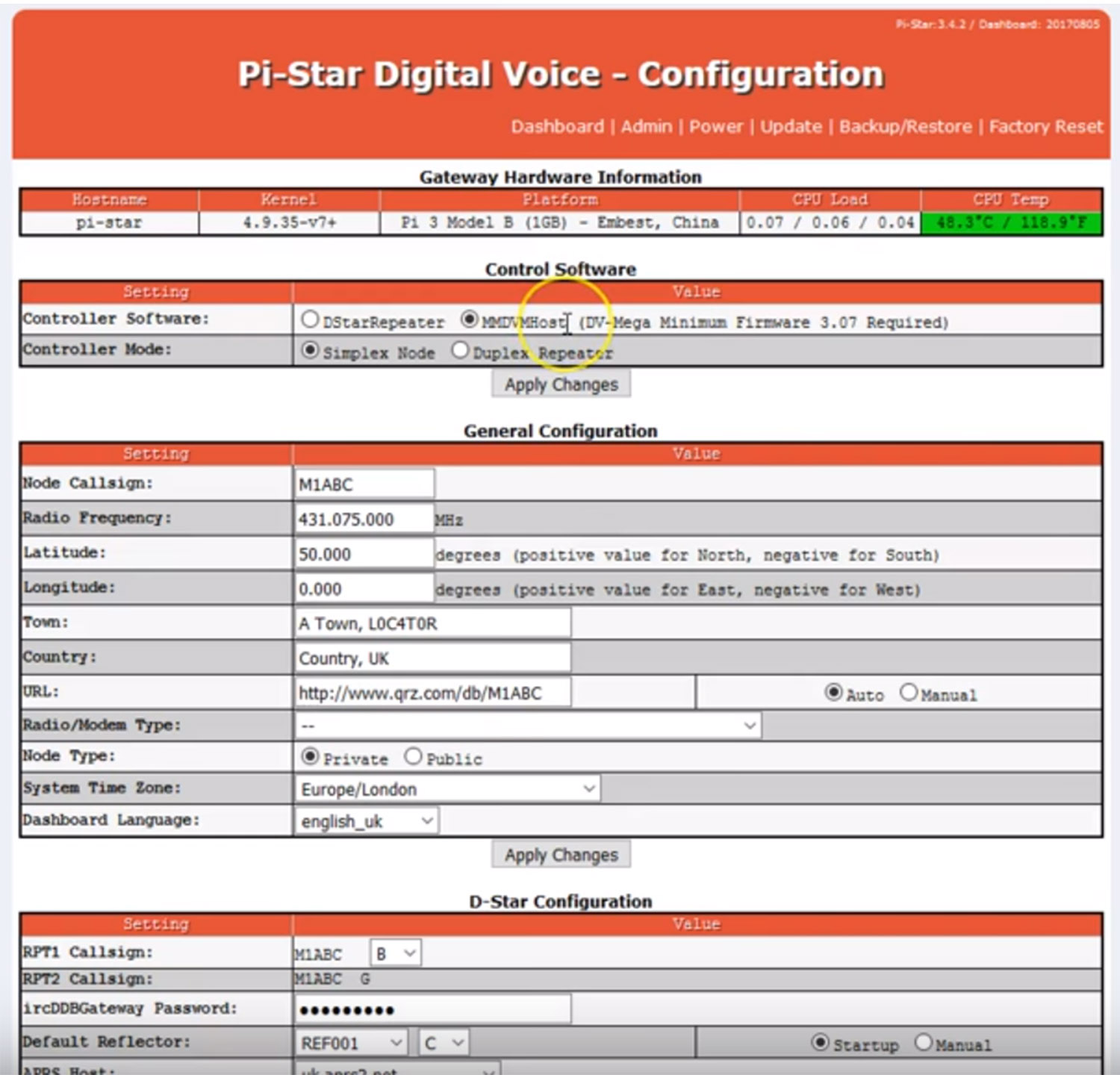 Pi-Star initial set up